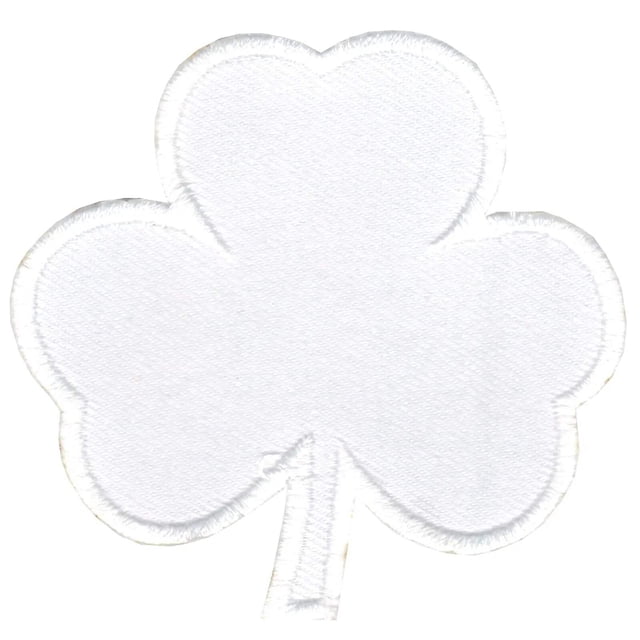 3 Leaf Clover Patch Lucky White Embroidered Iron On - Walmart Business ...