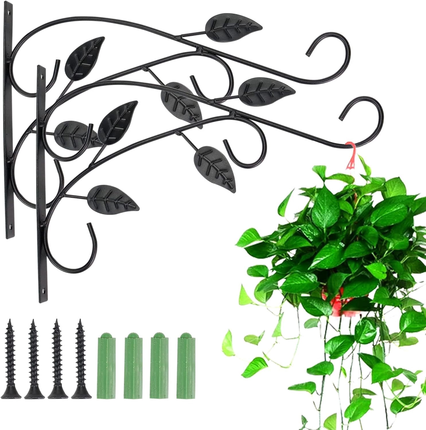 3 Leaves Style Metal Hanging Plant Brackets 12 inches x 7.5 inches ...