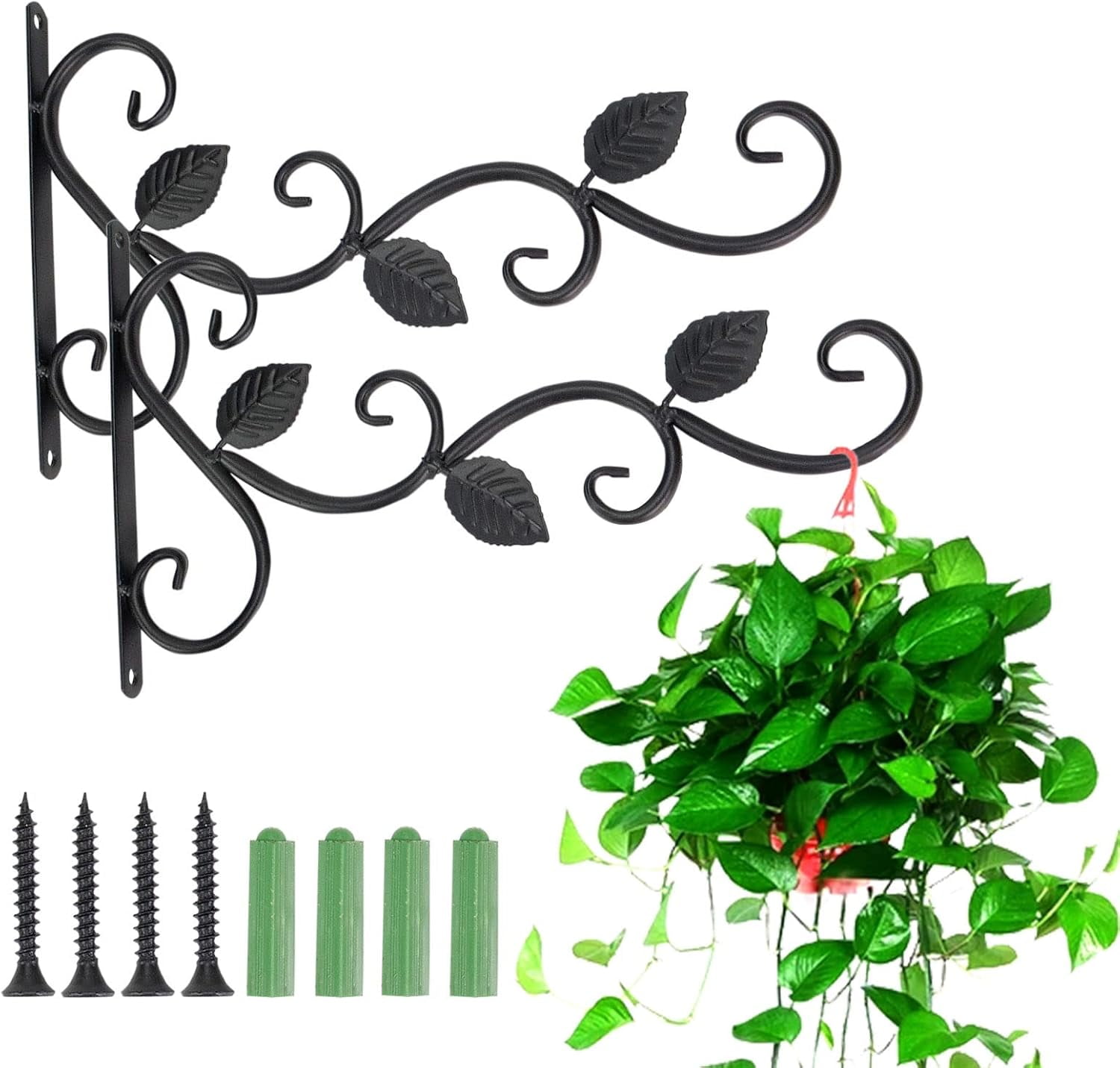 3 Leaves Style Metal Hanging Plant Brackets 12 inches x 7.5 inches ...