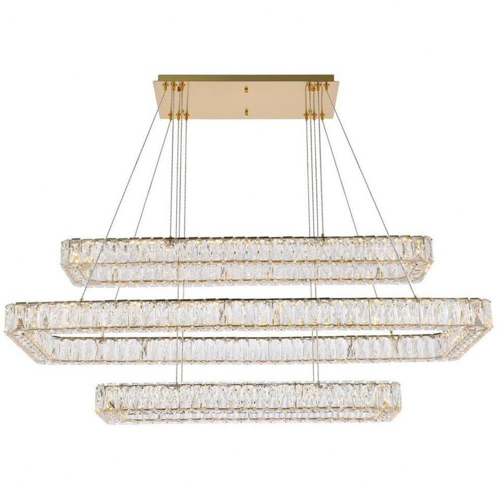 3 Led Rectangular Pendant in Modern Style-21 inches Tall and 19 inches ...