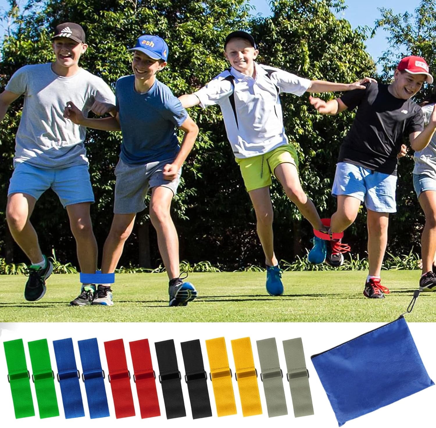 3 Legged Race Bands Outdoor Team Game for Kids and Adults 12 Pack with ...