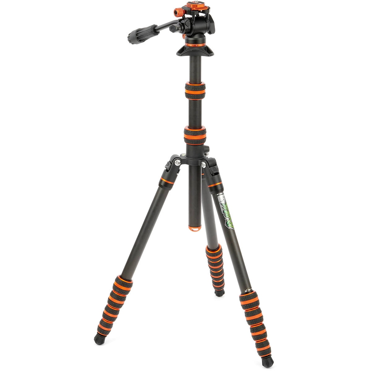 3 Legged Thing Brian Carbon Fiber Video Travel Tripod Kit Black/Orange ...