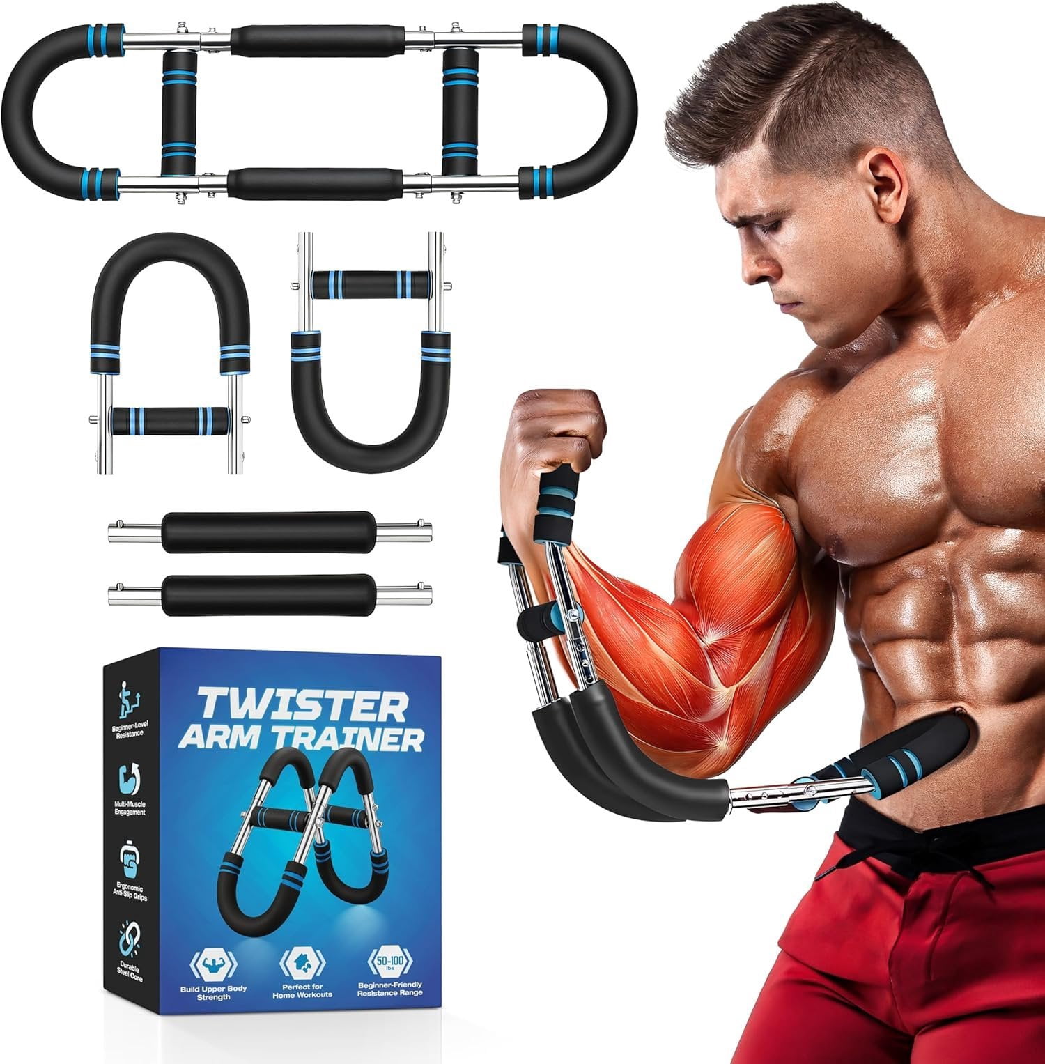 3-Level (50-100lbs) Twister Arm Trainer, Adjustable Chest & Bicep ...