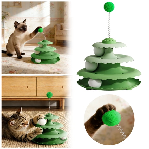 3 Level Cat Ball Roller Tower Interactive Puzzle Toy, 9.7x6.9x6.9 Inch ...
