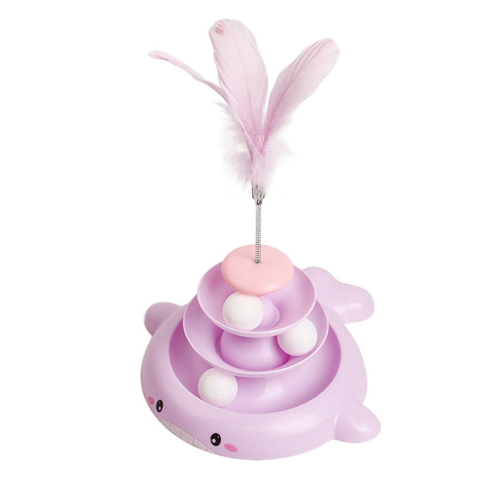 3 Level Tower Track Cat Toy with Feather Teaser Engaging Interactive ...