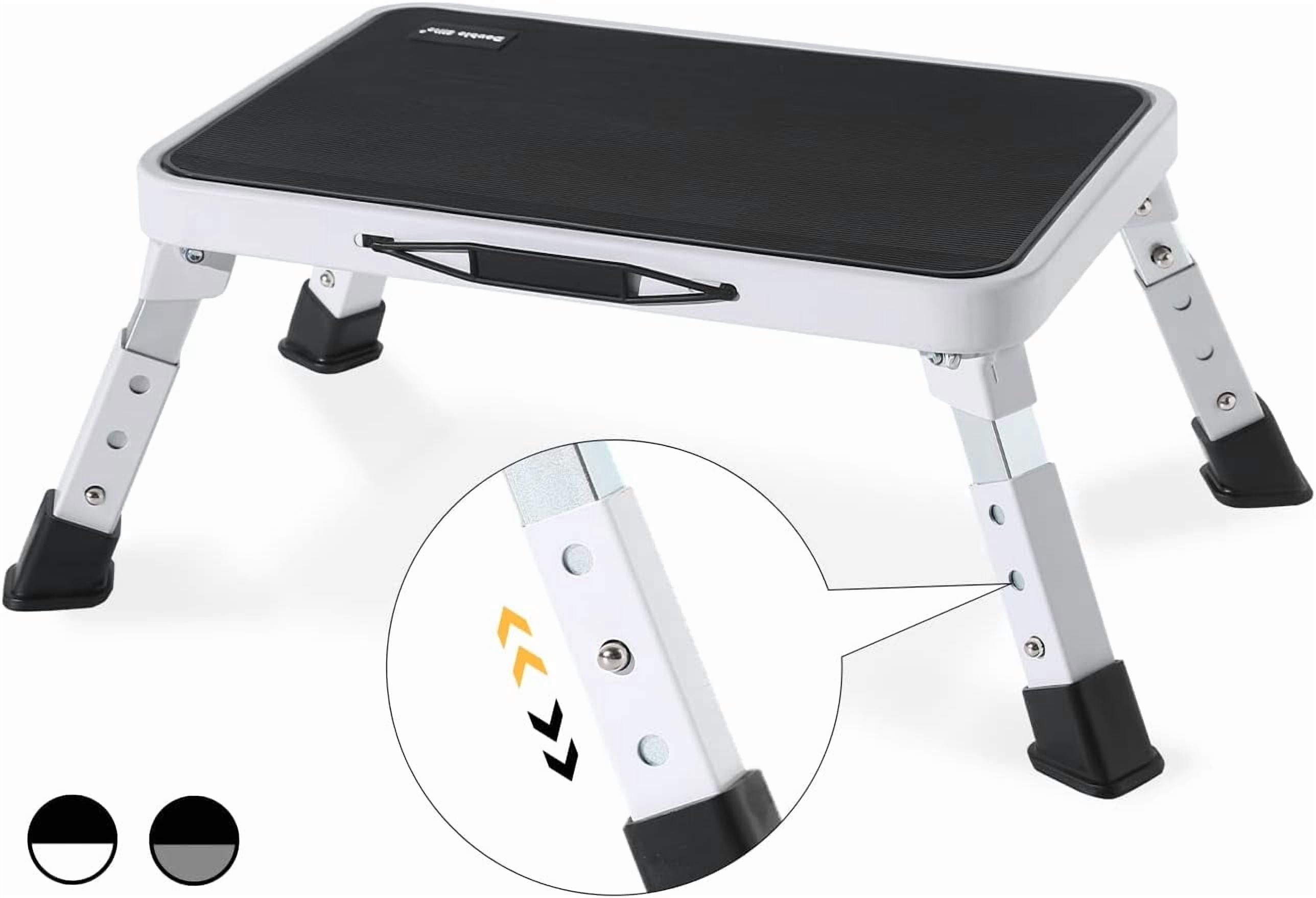 3 Levels Adjustable Folding One Step Stool, Safer Metal Step Stools for ...