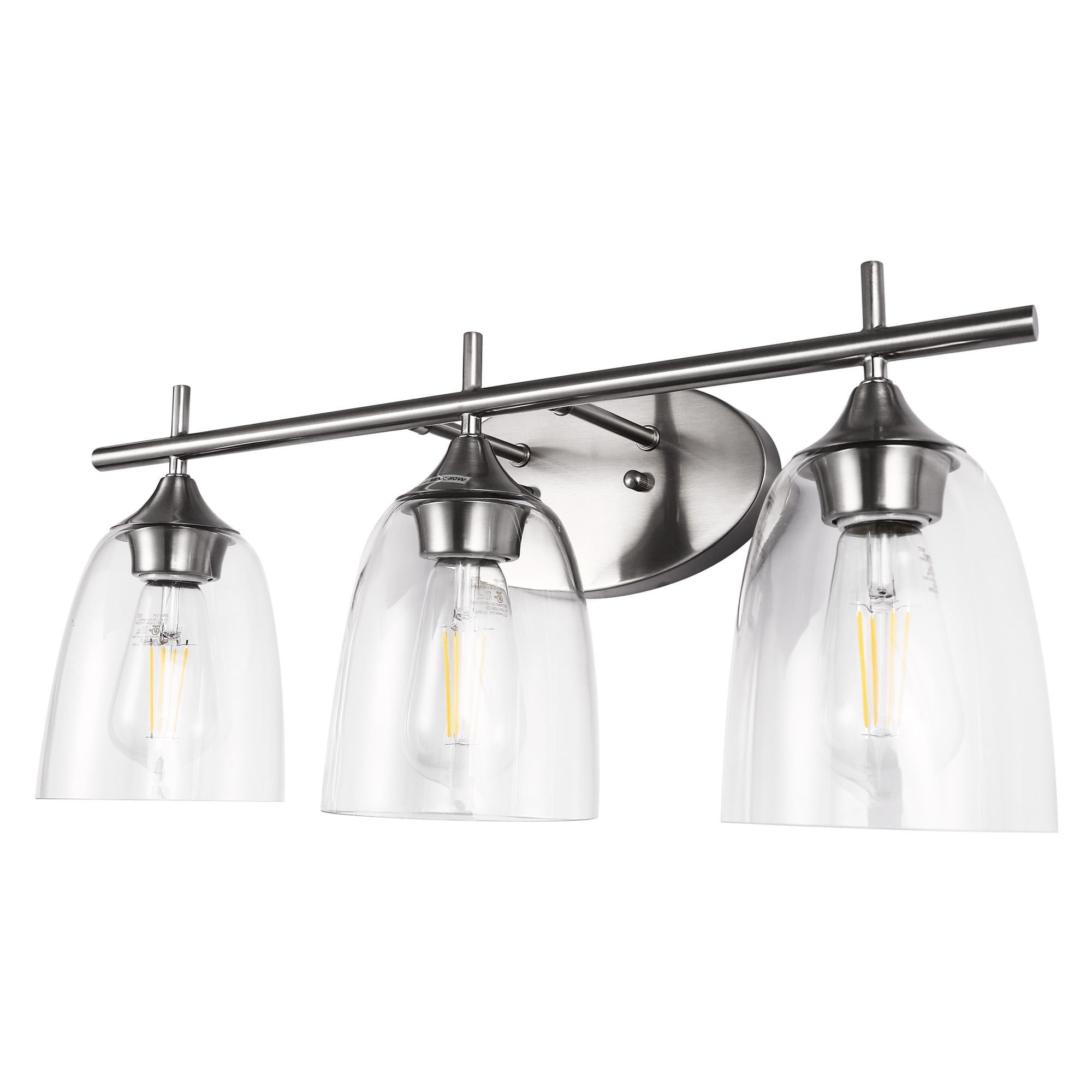 "3 Light Bathroom Light Fixtures Brushed Nickel Bathroom Lights Over ...