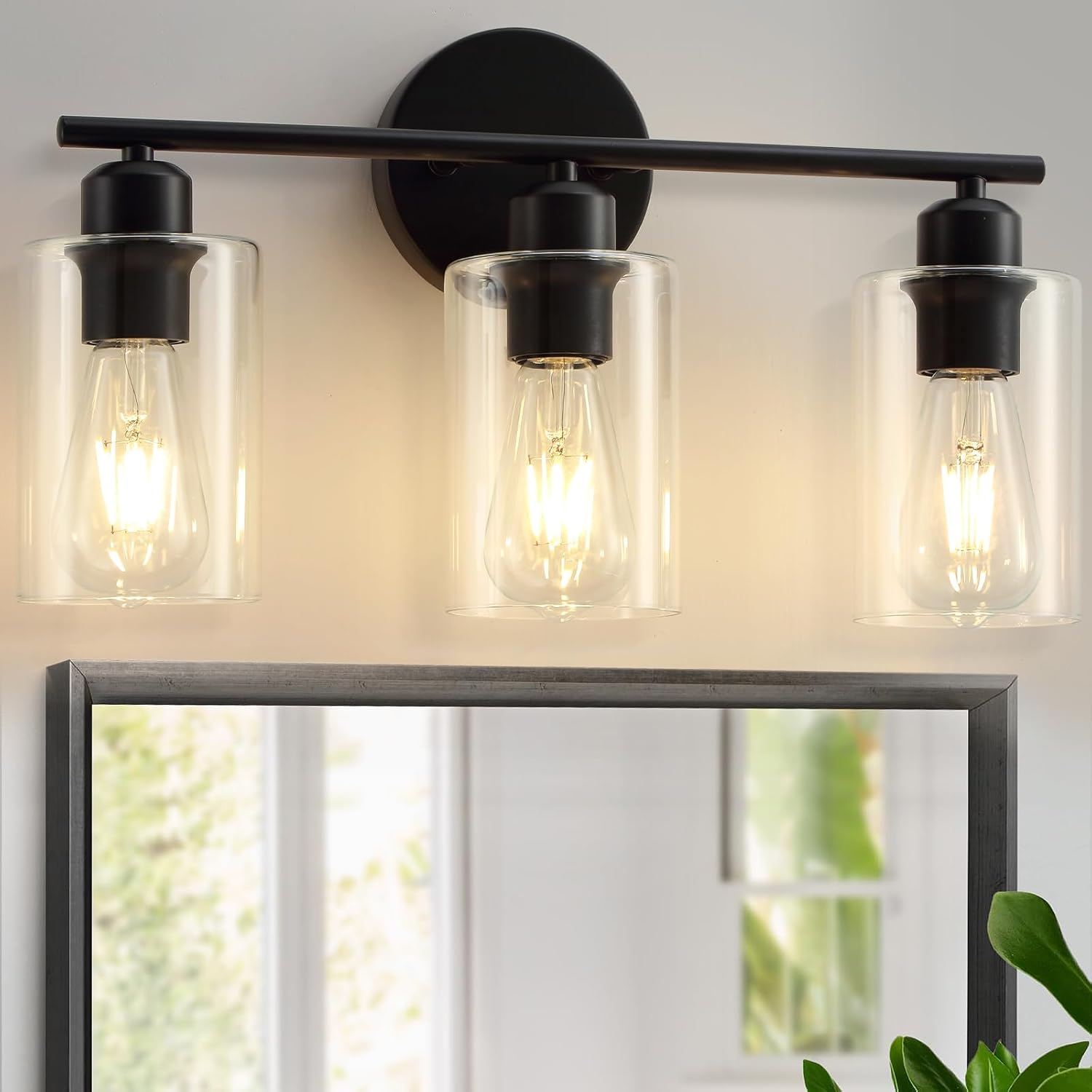 3 Light Bathroom Vanity Light, Black Vanity Lights for Bathroom, Modern ...