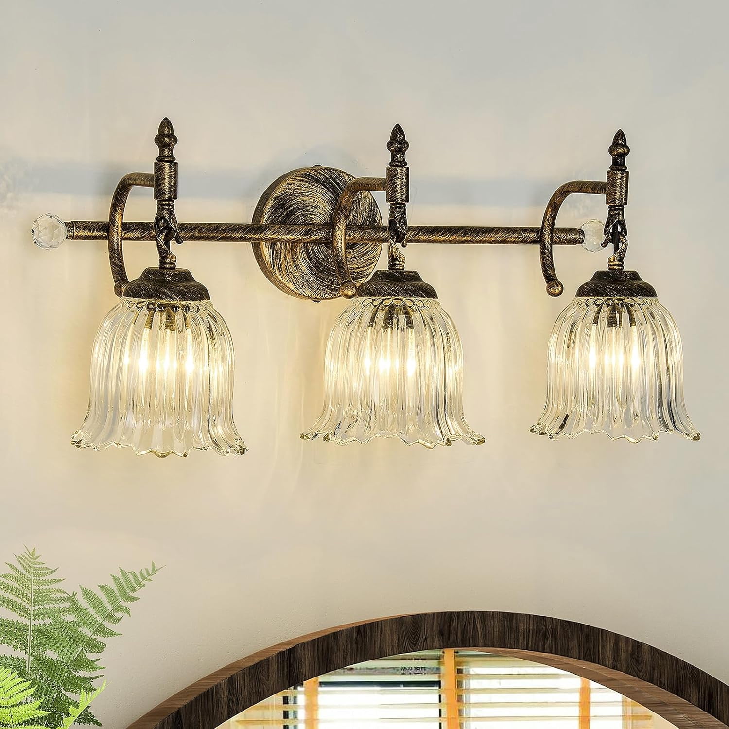 3-Light Bathroom Vanity Light Fixtures Over Mirror, Modern Bronze ...