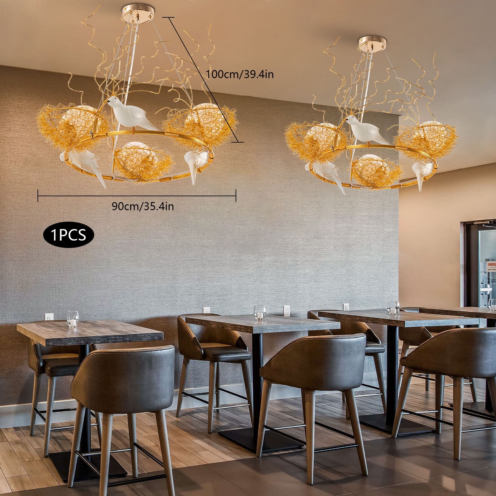 3-Light Bird Nest Chandelier Ceiling Lamp LED Creative Pendant Lamp ...