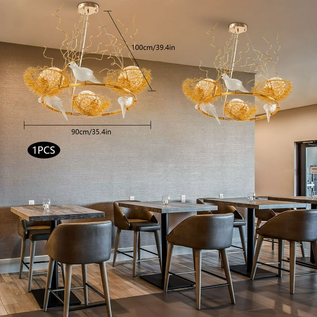 3-Light Bird Nest Chandelier Ceiling Lamp LED Creative Pendant Lamp ...