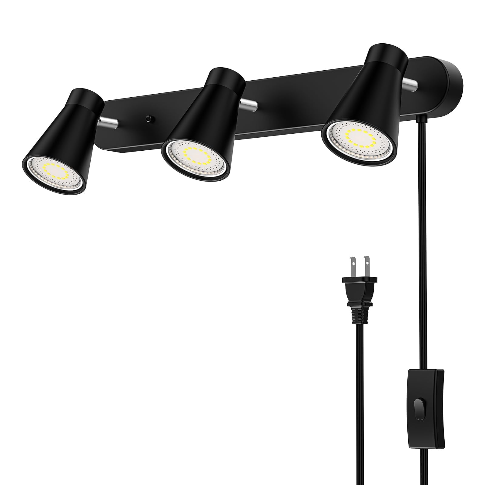 3-Light Black Track Lighting Fixture, Adjustable Ceiling Spotlight for ...
