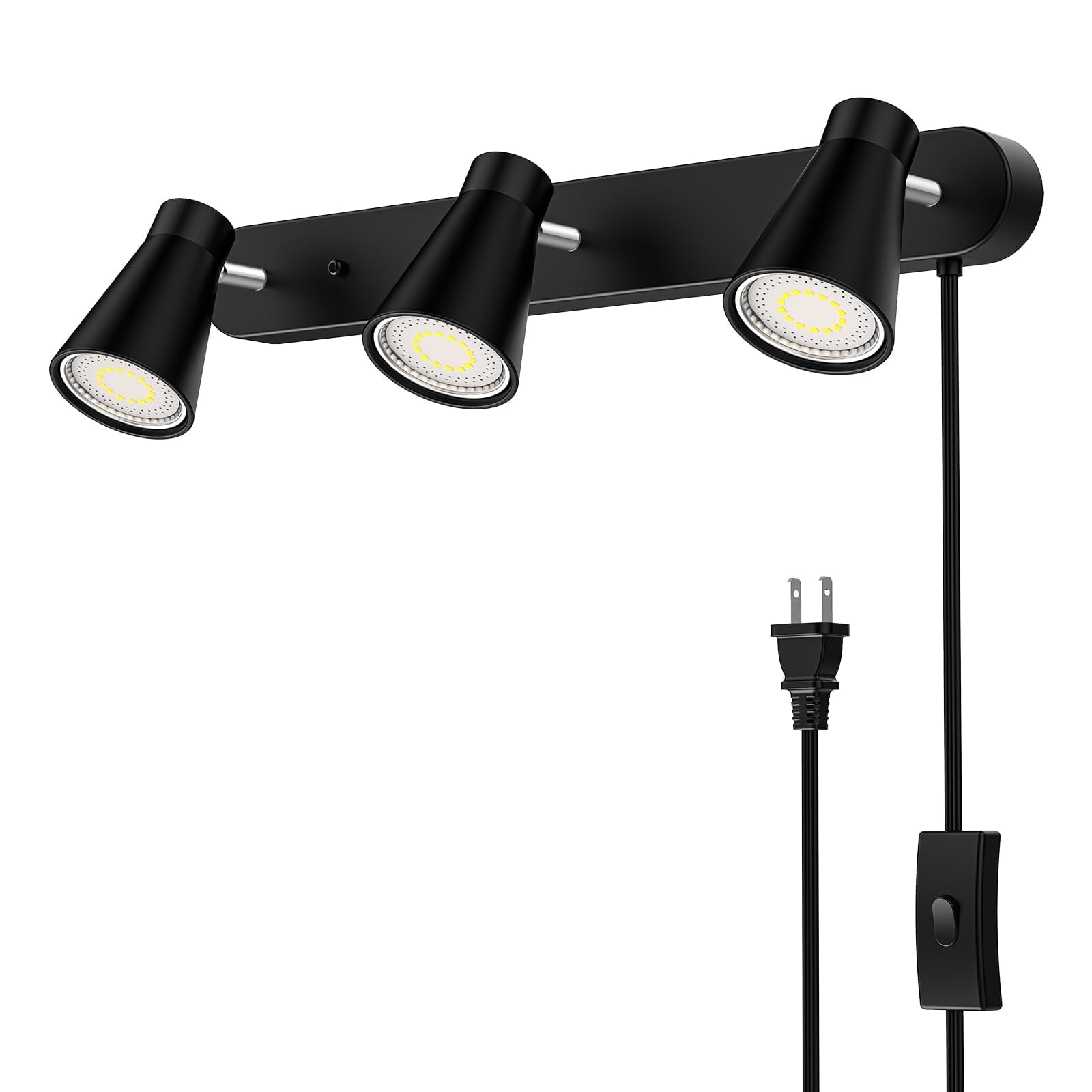 Afyul Plug-in Track Lighting Fixture, 3-Light Rotatable Ceiling ...