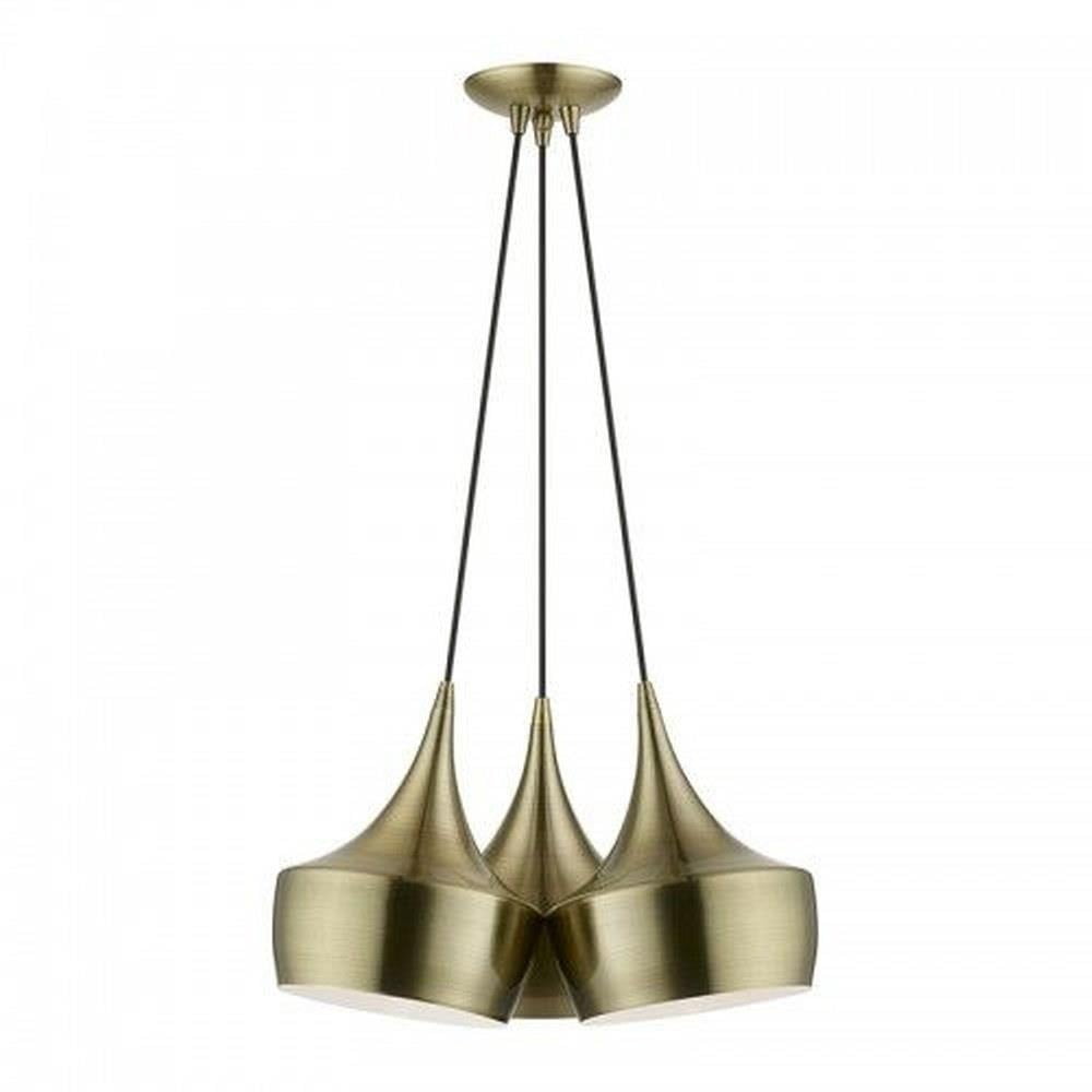 3 Light Cluster Pendant in Mid Century Modern Style-18.5 inches Tall ...
