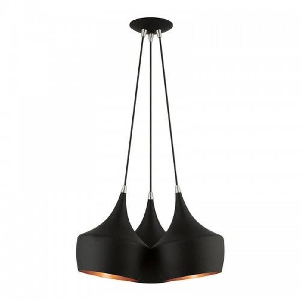 3 Light Cluster Pendant in Mid Century Modern Style-18.5 inches Tall ...