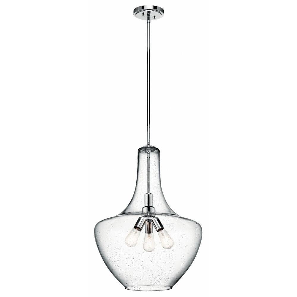 3 Light Contemporary Large Bell Shade Pendant Light Fixture with Clear ...
