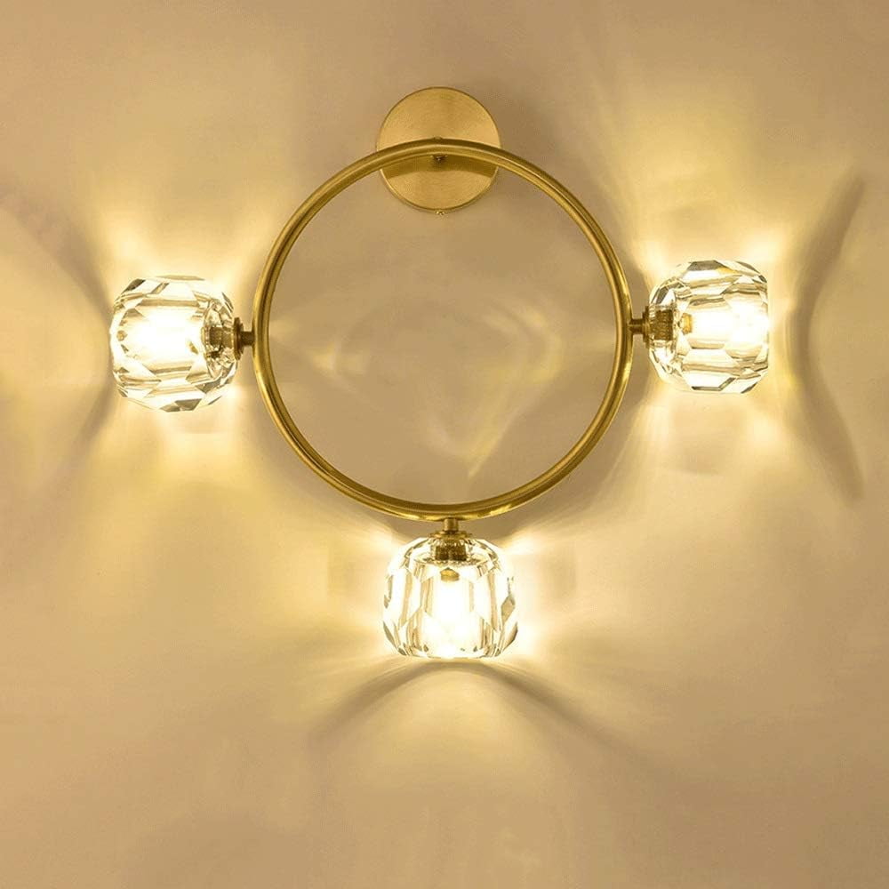 3-Light Crystal Lighting Fixture Brass Wall Sconce Light Post-Modern ...