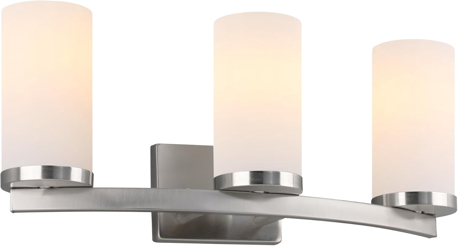 3-Light, Curved Bar Design, Frosted Glass Glow, Dimmable, Up/Down ...