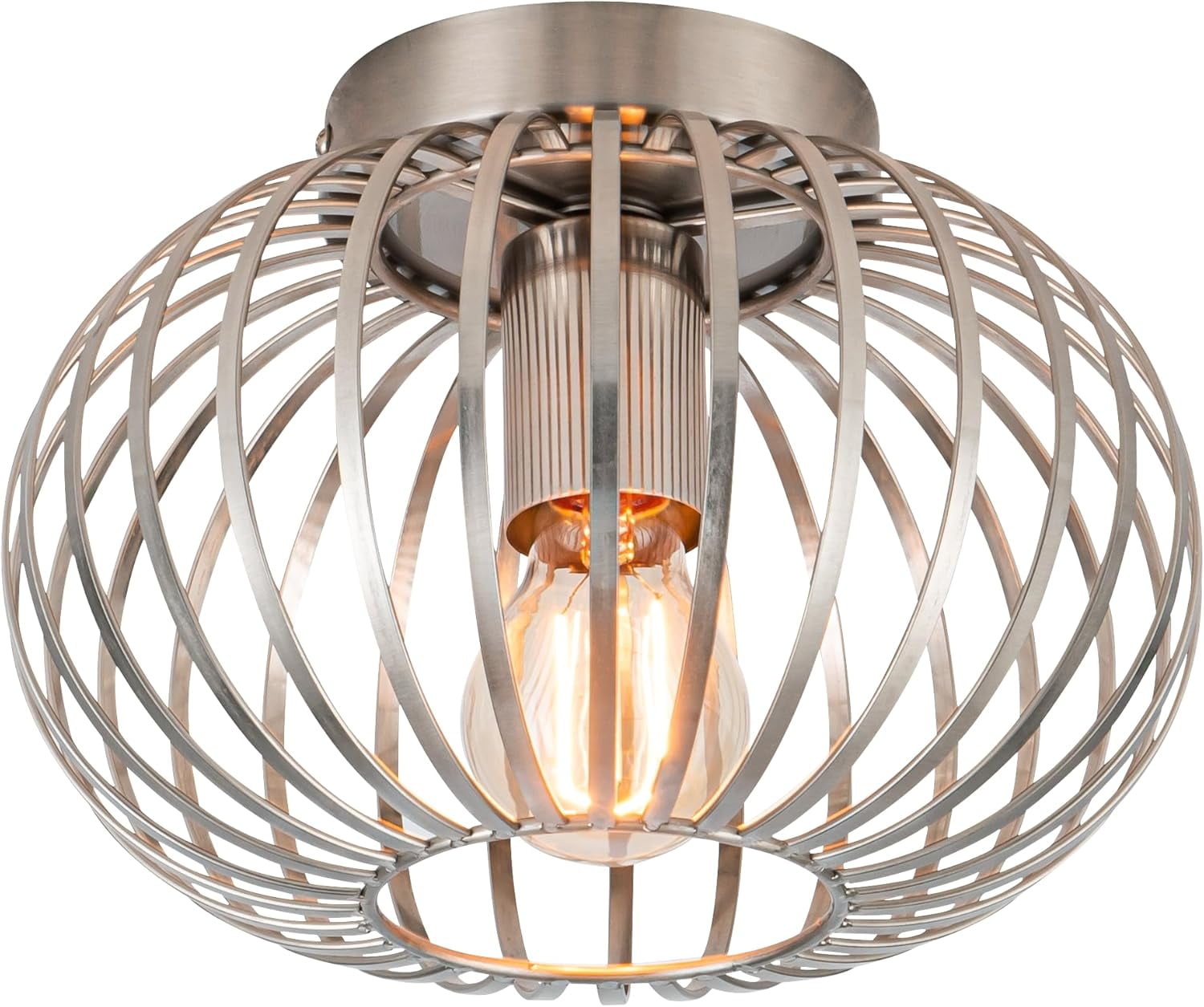 3-Light Flush Mount Light Fixture,Brushed Nickel Metal Frame Ceiling ...