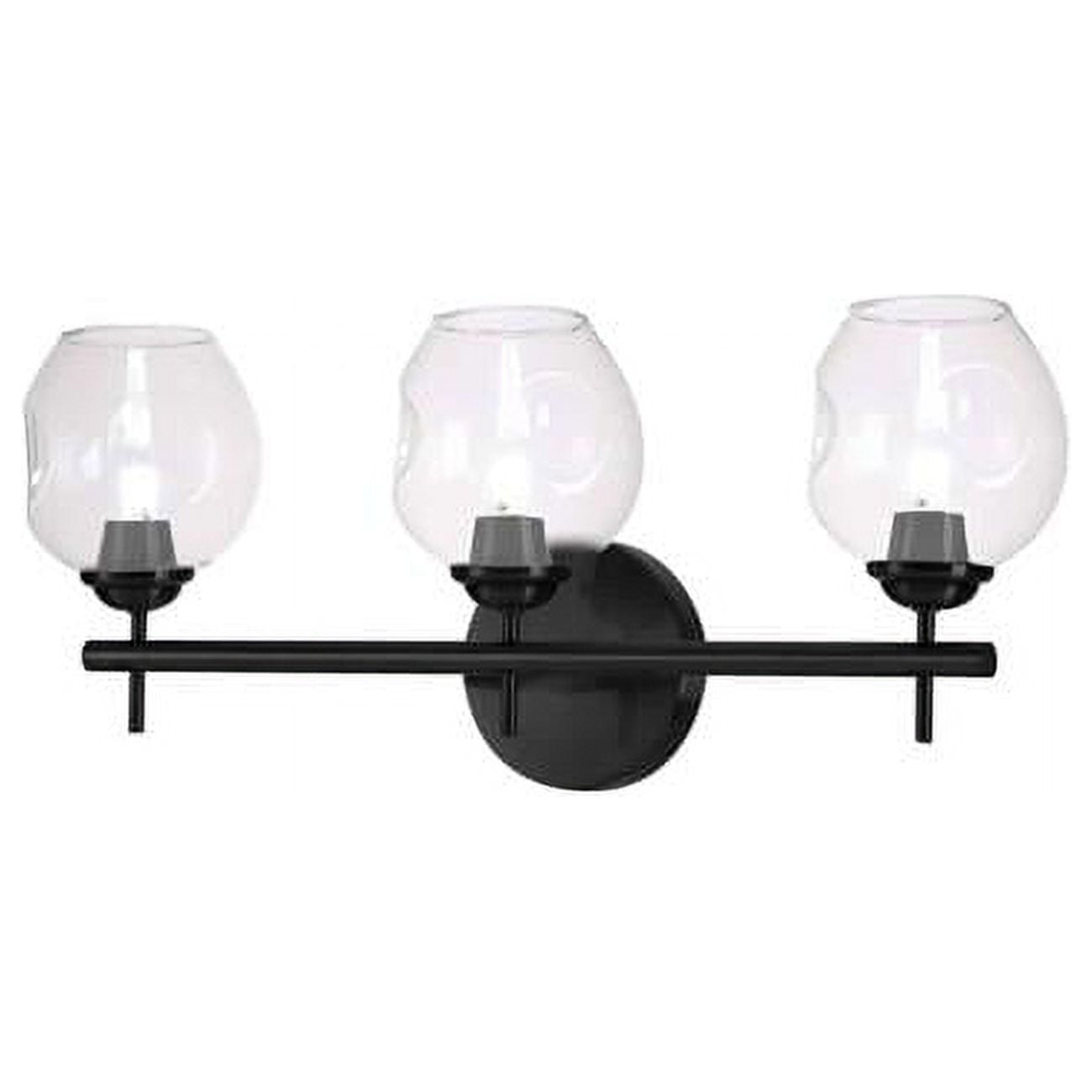 3 Light Halogen Matte Black Vanity Fixture with Clear Glass - Walmart.com