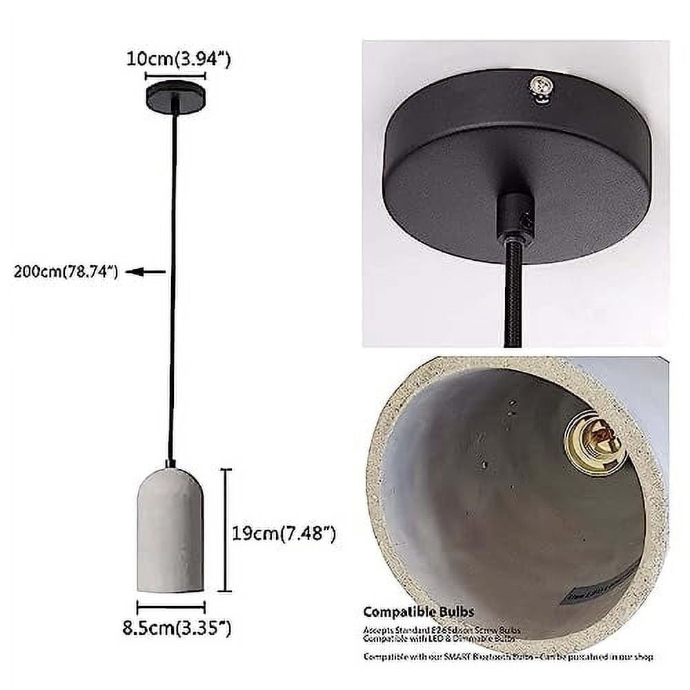 3 Light Industrial Concrete Cement Pendant Lights Fixtures,E26 Grey ...
