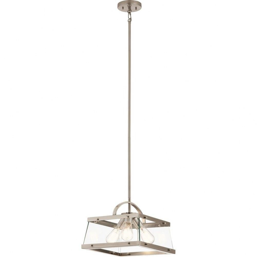 3 Light Industrial Contemporary Square Shade Pendant Light Fixture with ...