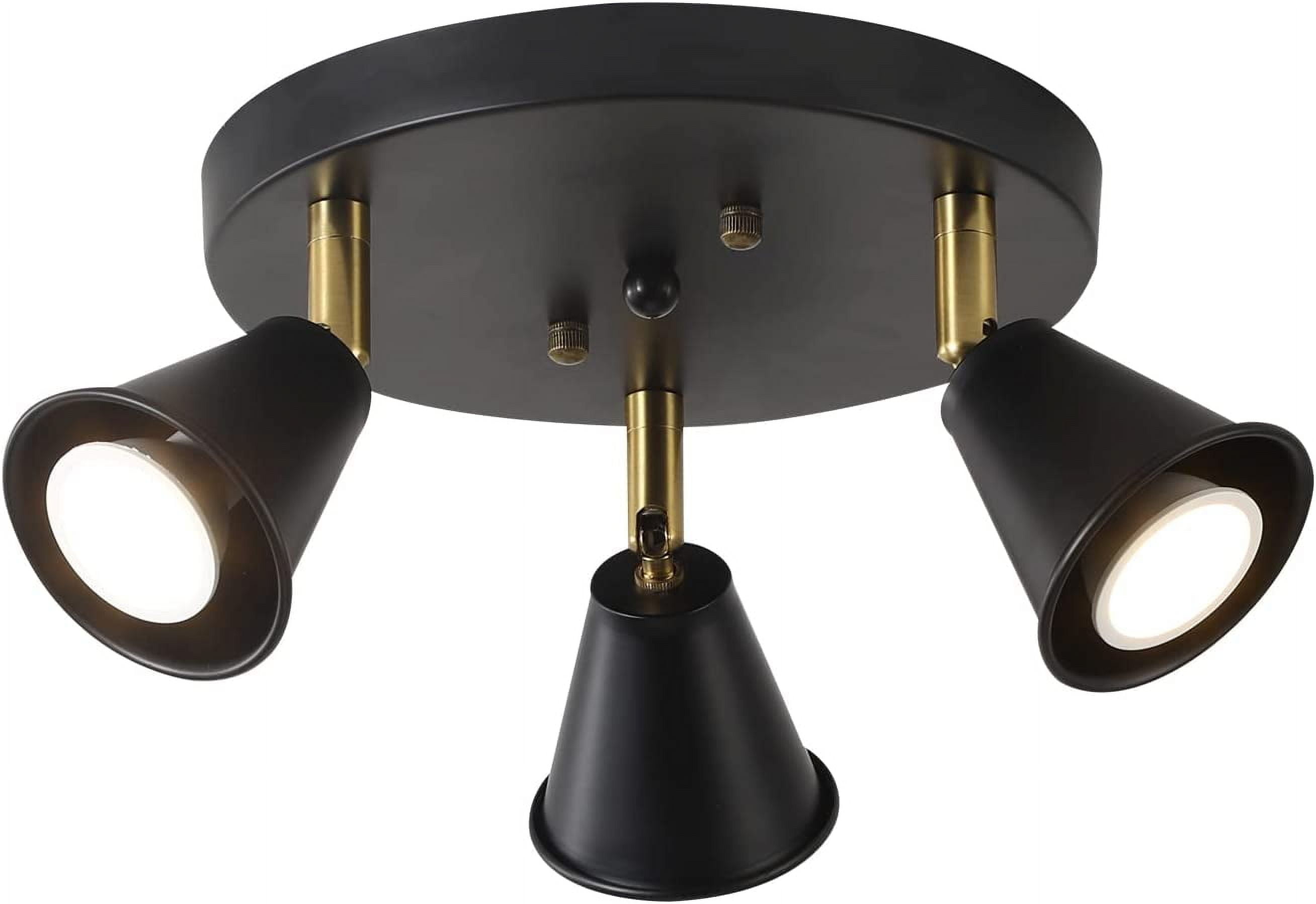 3-Light Industrial Directional Track Lighting, Adjustable Round Ceiling ...