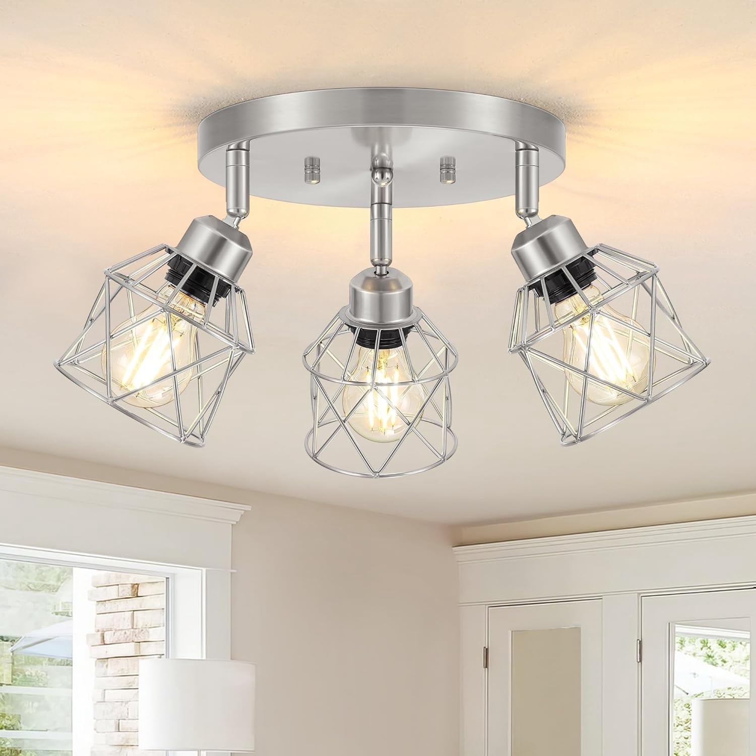 3-Light Kitchen Fixtures Flush Mount Ceiling Light Adjustable Multi ...