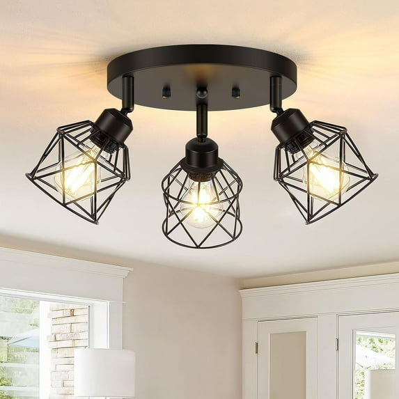 3-Light Kitchen Flush Mount Ceiling Light, Adjustable Multi-Directional ...