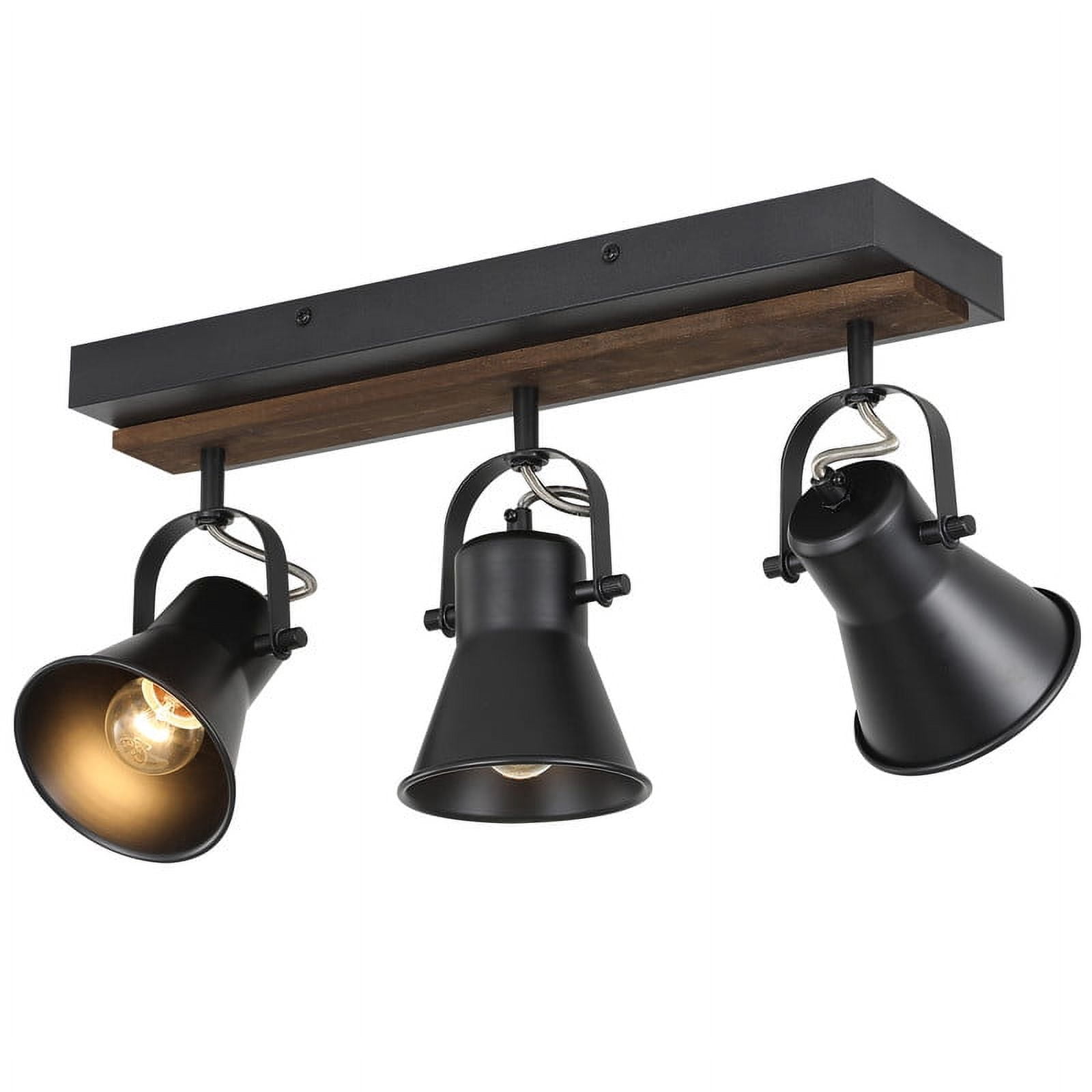 3-Light Industrial Spotlight, Adjustable Ceiling/Wall Mountable, Black ...