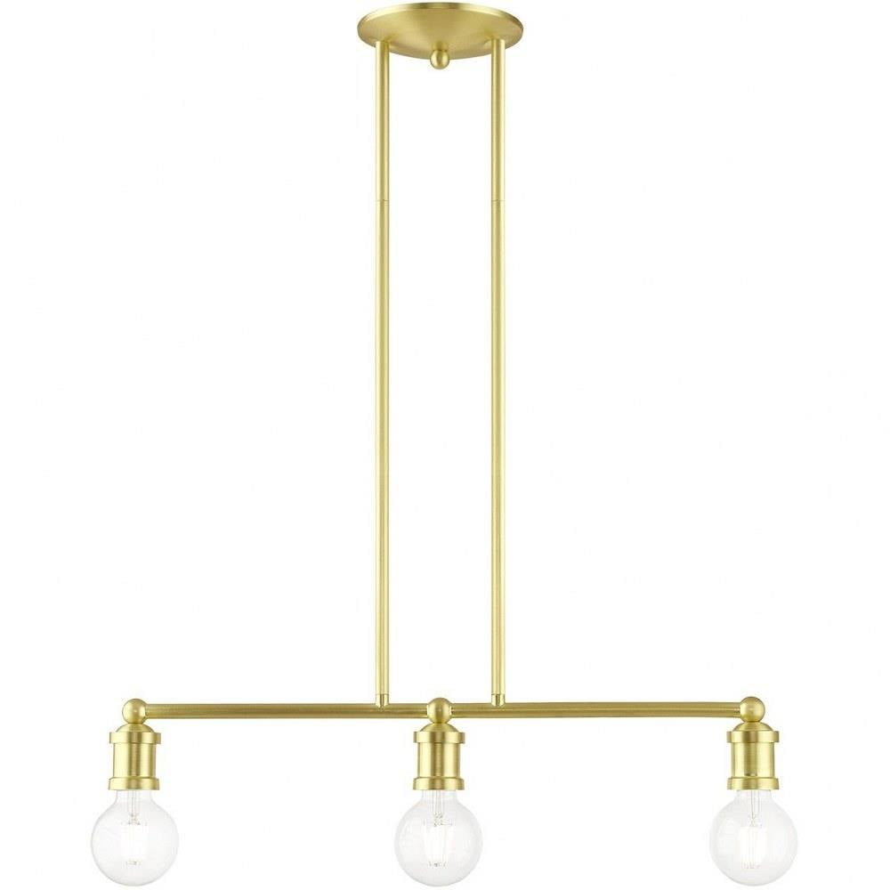 3 Light Linear Chandelier in Transitional Style-10.75 inches Tall and 6 ...