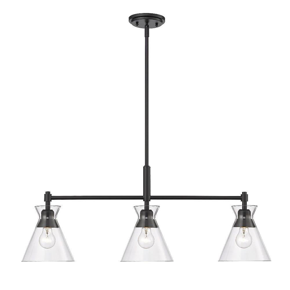 3 Light Linear Pendant-13 inches Tall and 34 inches Wide-Matte Black ...
