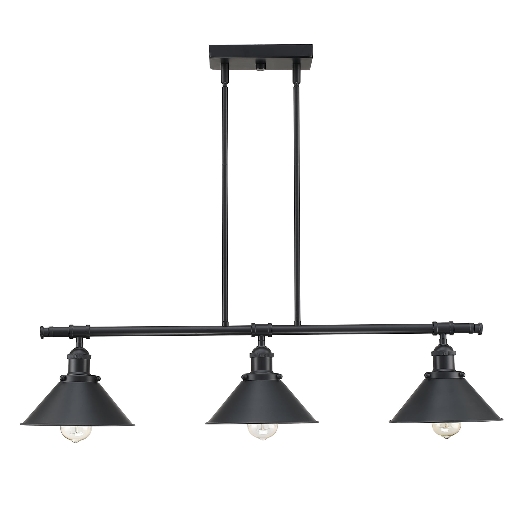 3-Light Matte Black Pendant Lighting, Industrial Ceiling Mount Fixture ...