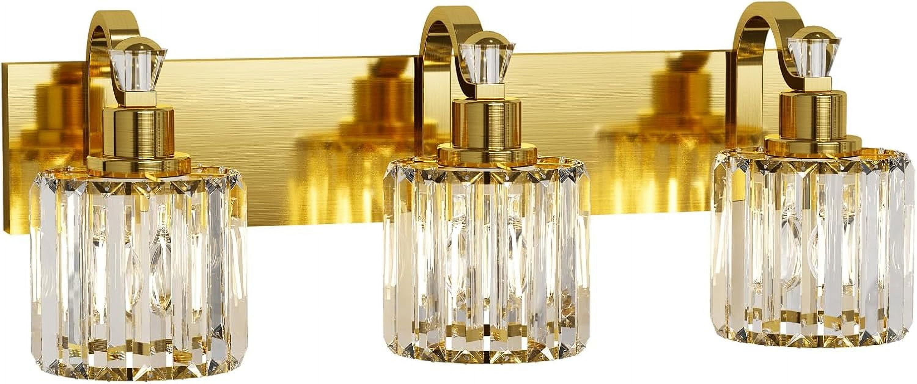 3 Light Modern Crystal Bathroom Vanity Lights Gold Bathroom Light ...