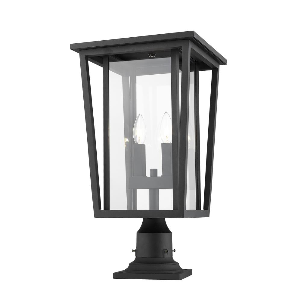 3 Light Outdoor Post Mount Lantern In Traditional Style 18.75 Inches ...