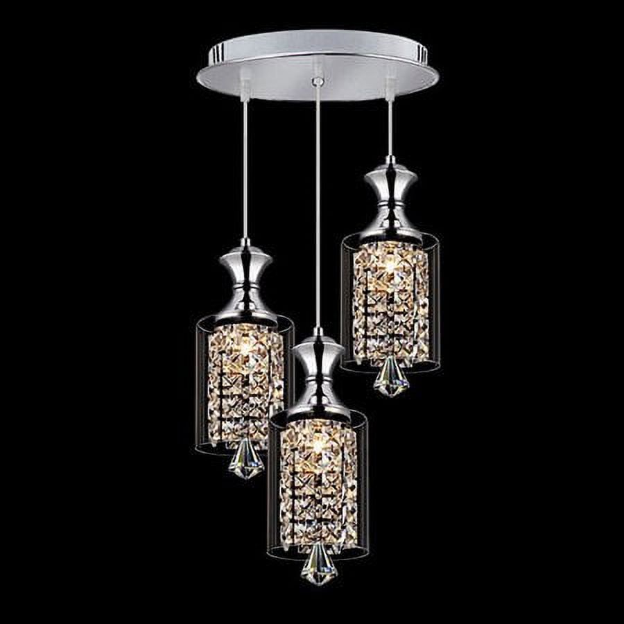 3 Light Pendant Light LED Crystal Chandelier Round Hanging Ceiling Lamp ...