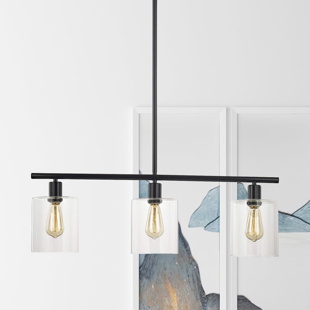 3-Light Pendant, Rustic Industrial Chandeliers with Modern Glass Shades ...