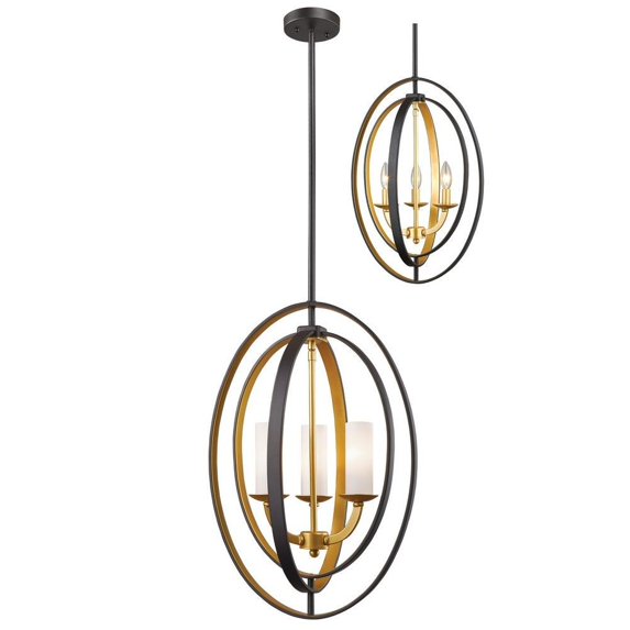 3 Light Pendant in Architectural Style 15.13 inches Wide By 23 inches ...
