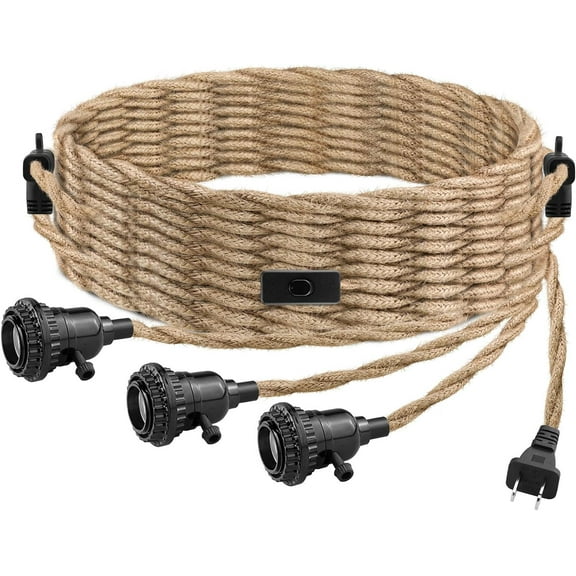 SHIQI-3 Light Plug in Pendant Light Cord, 25FT Hanging Lights with Plug ...