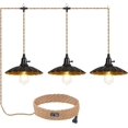 3-Light Plug in Pendant Light Fixtures Chandelier with Switch 22FT ...