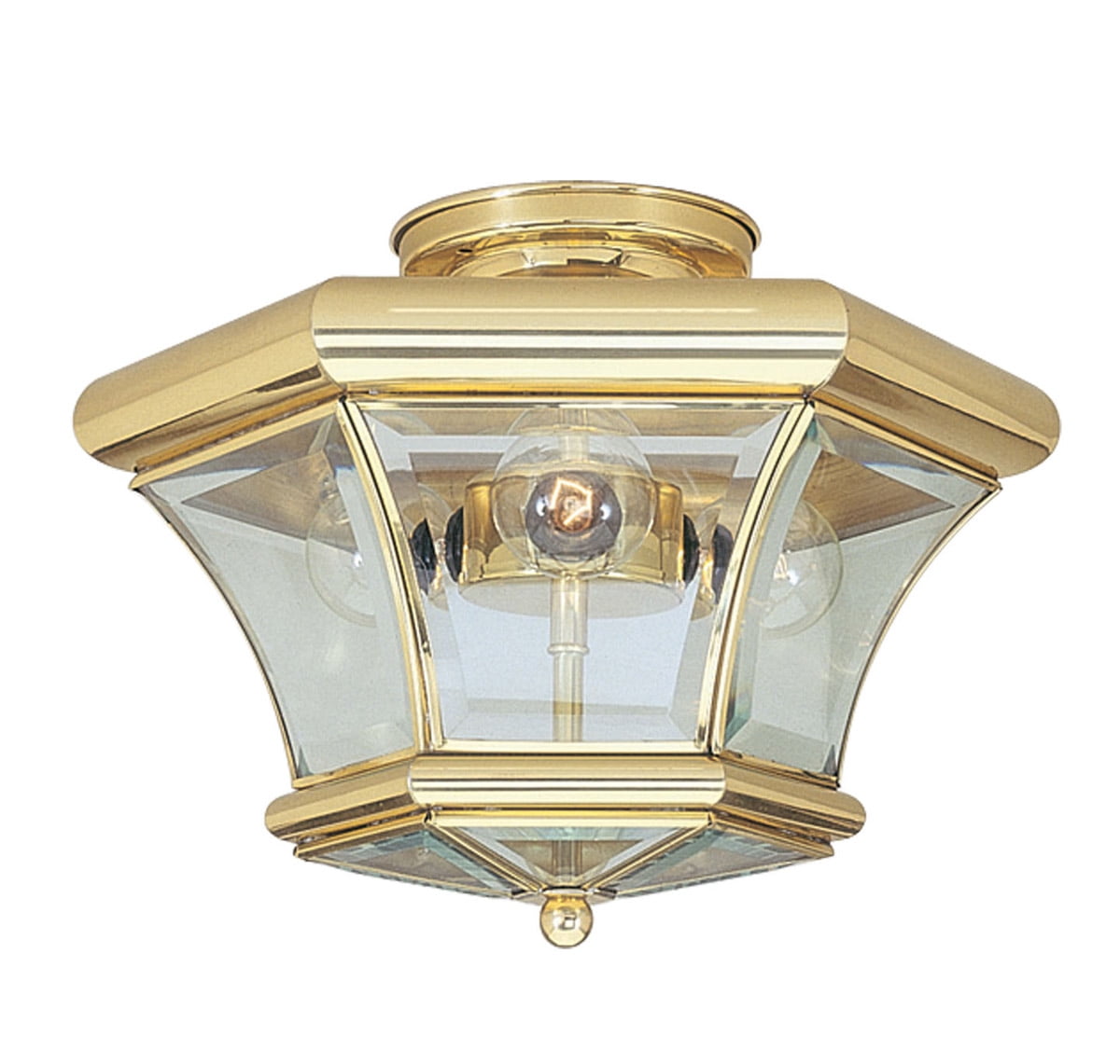 3 Light Polished Brass Ceiling Light fixture with Hand crafted Solid ...