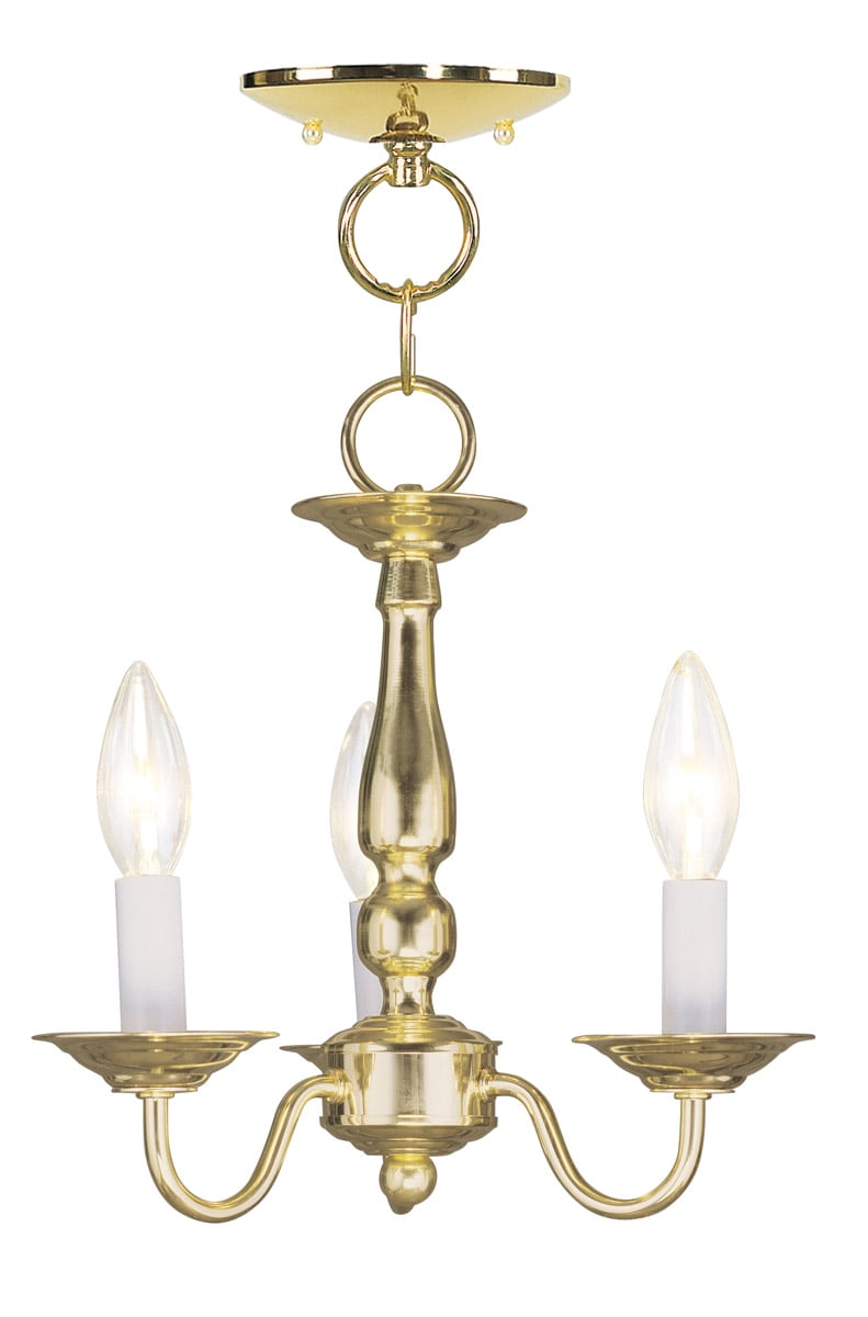 3 Light Polished Brass Chain Hang/Ceiling Light fixture with Steel base ...