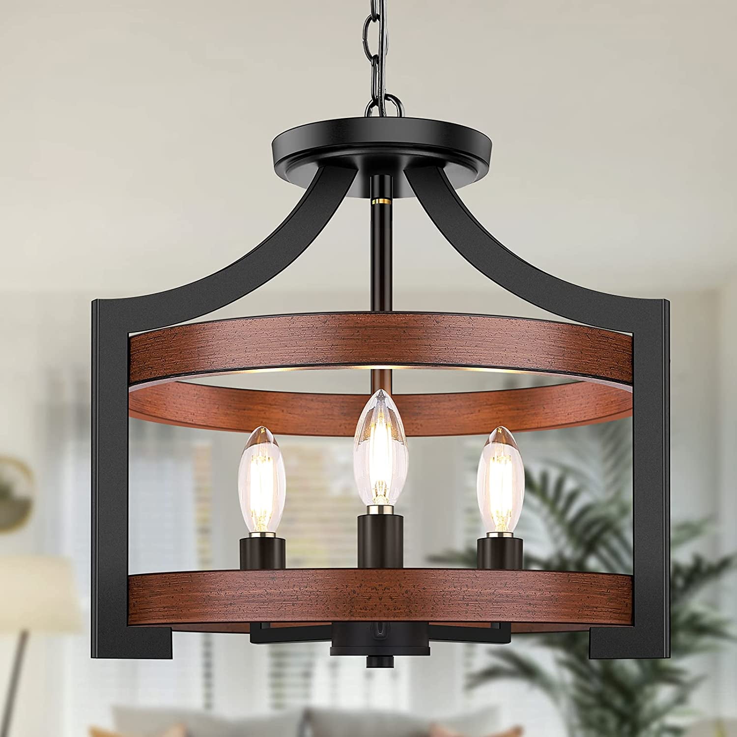 3-Light Rustic Farmhouse Pendant Hanging Light Adjustable Height Max ...