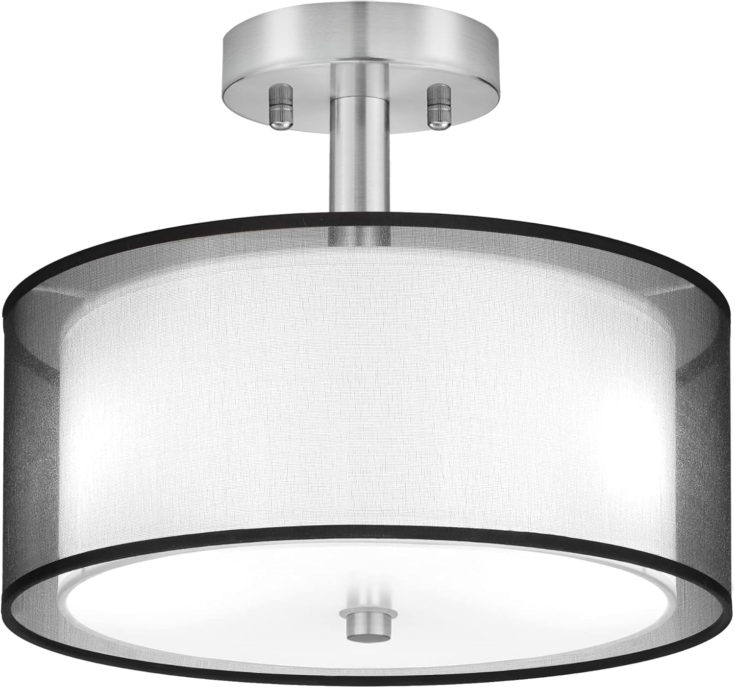3-Light Semi Flush Mount Ceiling Light Fixture, Drum Light with Double ...