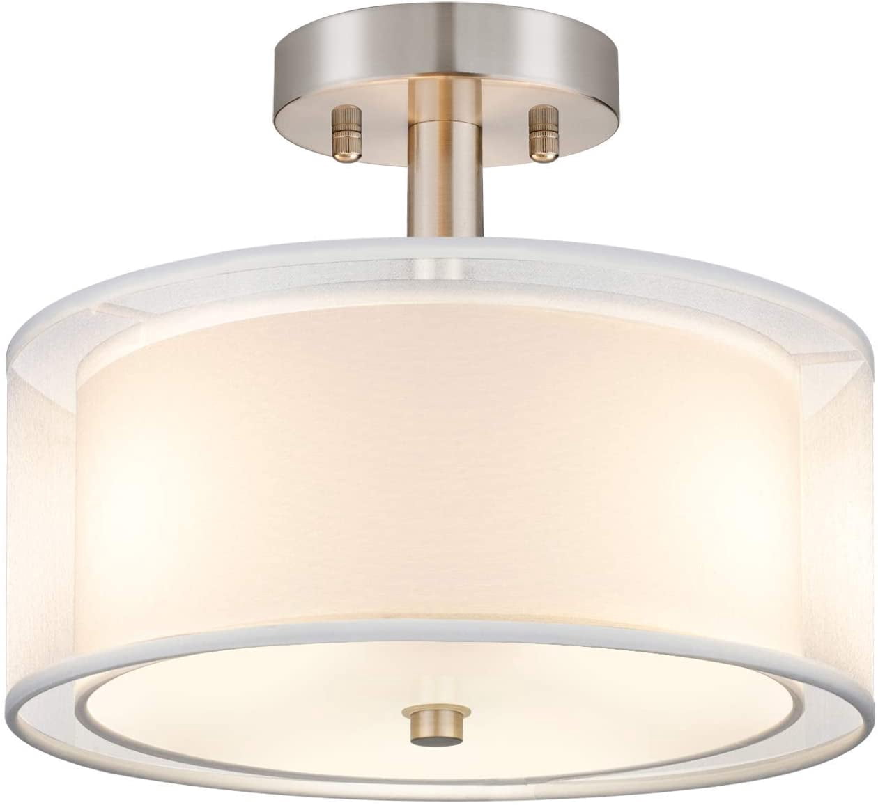 3-Light Semi Flush Mount Ceiling Light Fixture, Drum Light with Double ...