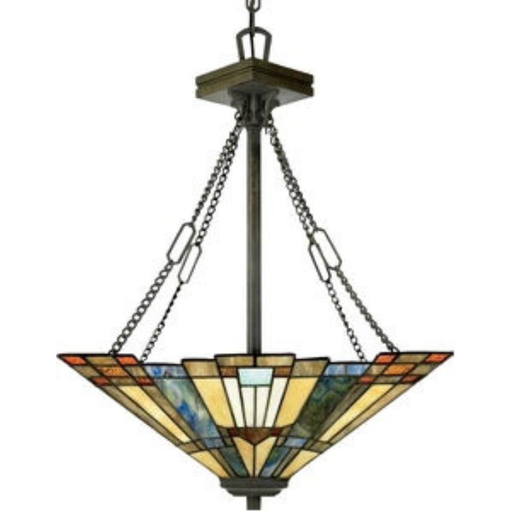 3 Light Tiffany Bowl Pendant Chandelier Tiffany Mission Style Pendant ...