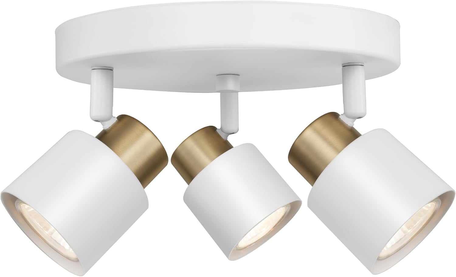 3 Light Track Lighting Kit, Matte White Brass Finish Canopy with Moden ...