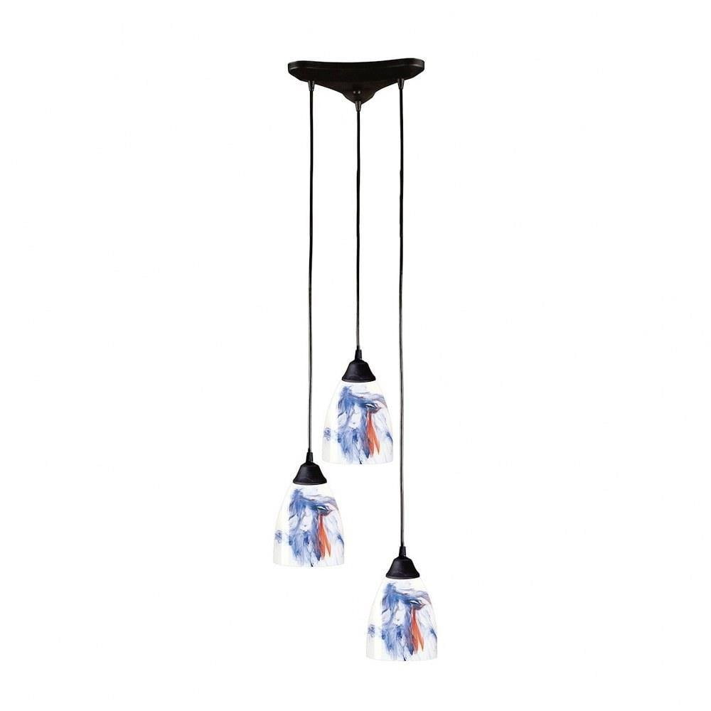 3 Light Triangular Pendant in Transitional Style 7 inches Tall and 5 ...