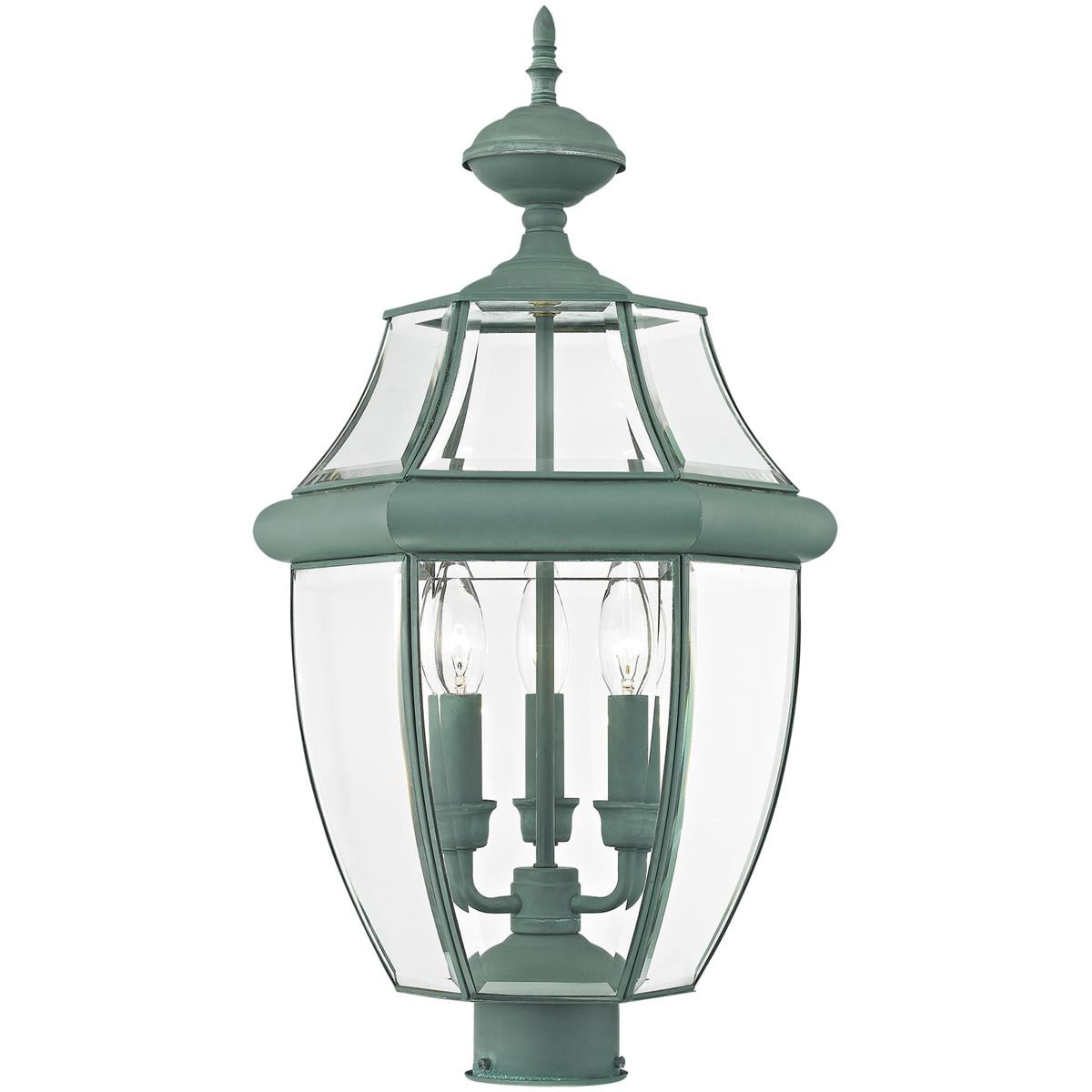 3 Light Verdigris Outdoor Post Lantern Pendant Lighting Fixture with ...
