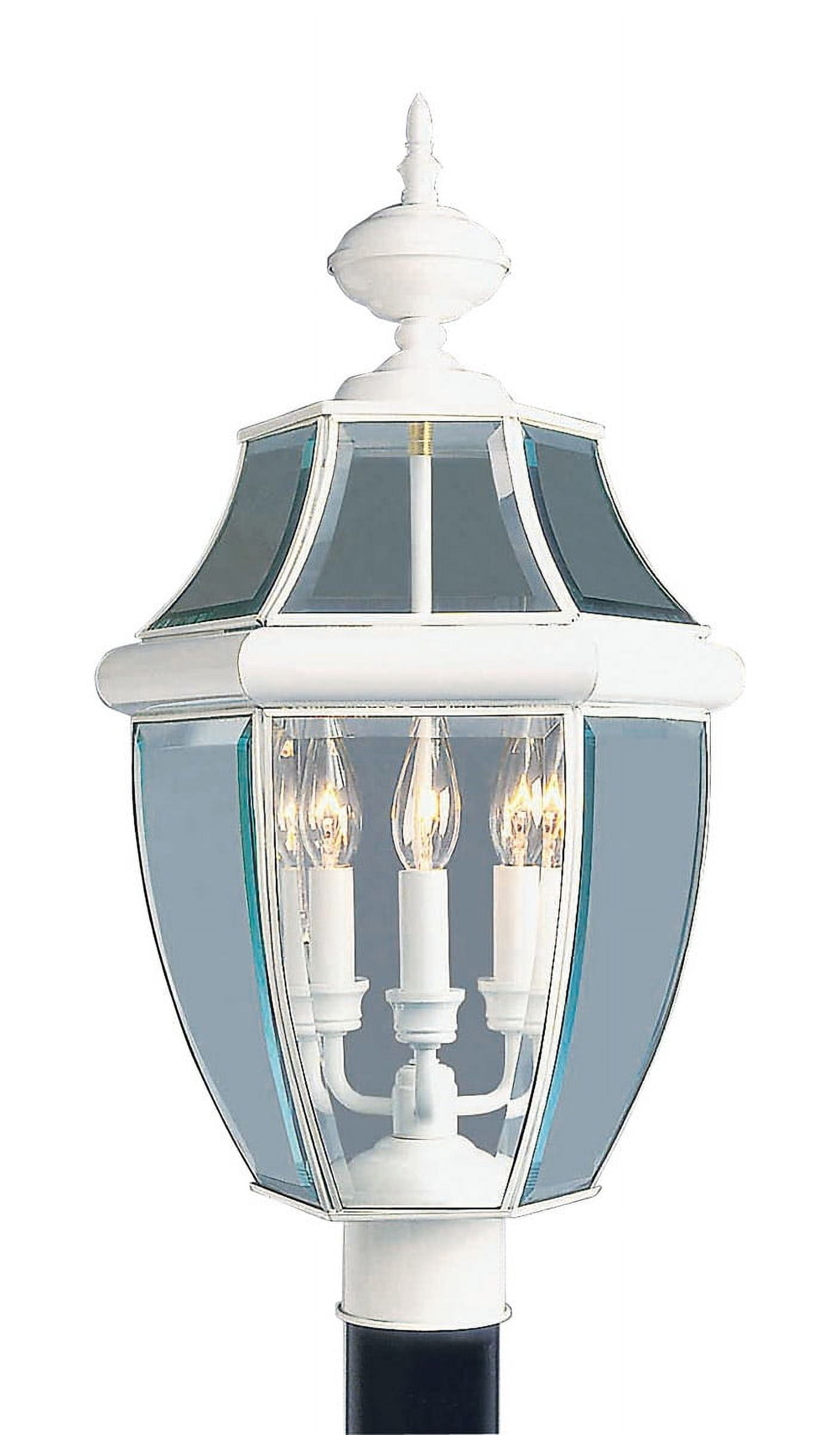 3 Light White Outdoor Post Lantern Pendant Lighting Fixture with Clear ...